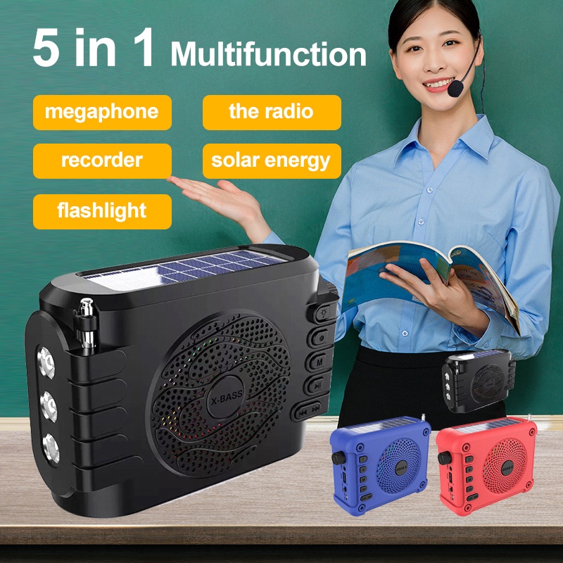5 in 1 Solar Radio Bluetooth Radio MP3/WMA/FLC with Microphone ...