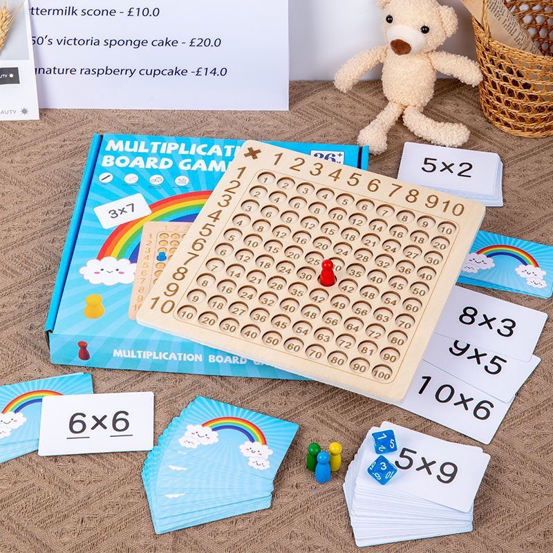 Wooden Montessori Multiplication Board Game, Numbers Multiplication ...