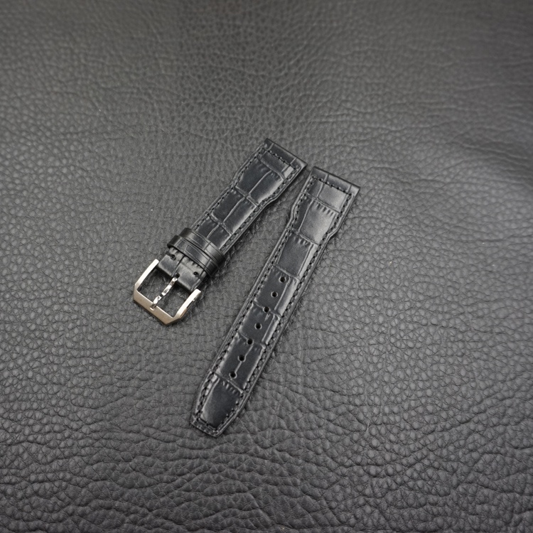 Wanguo IWC Aviator's Watch Band 21mm Black Calfskin Bamboo Knot Needle ...