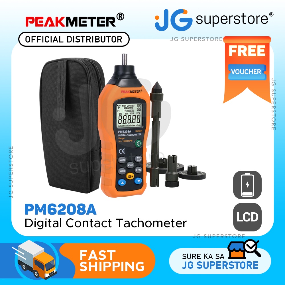 PeakMeter PM6208A High Quality Contact-type Digital Tachometer Meter Hi ...