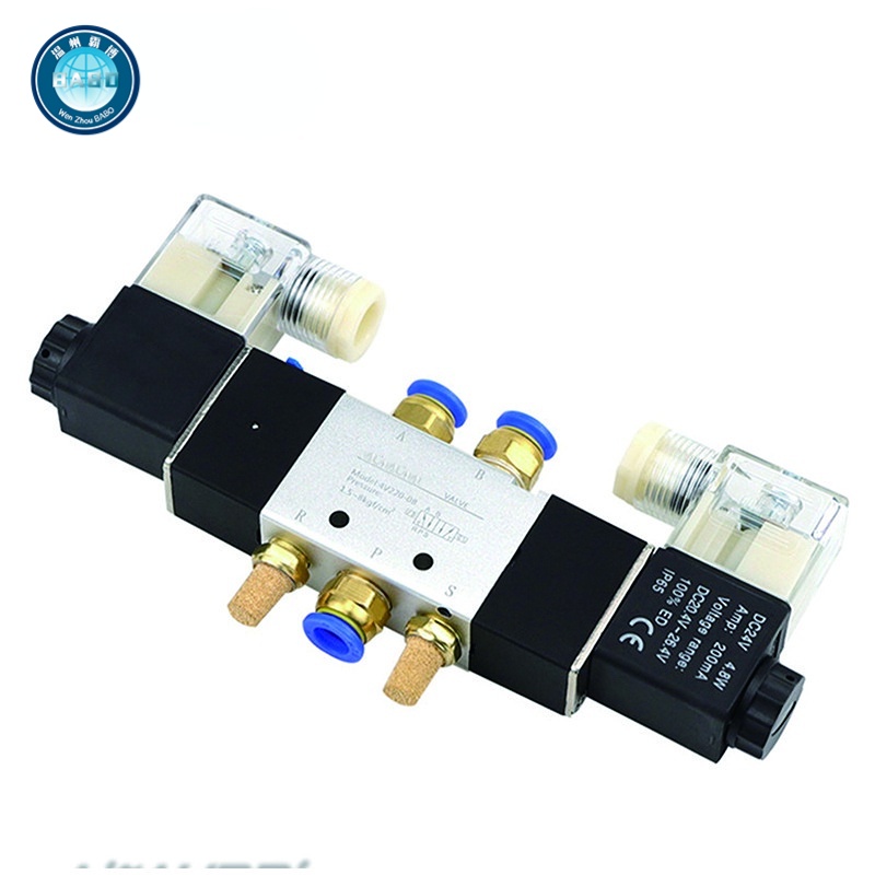 4V220-08 Solenoid Valve 220V Pneumatic Air 5 way 2 Position 1/4" 1/8 ...