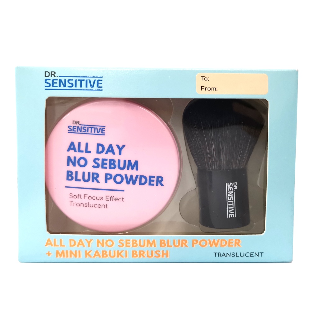 Dr. Sensitive All Day No Sebum Blur Powder 25g with Kabuki Brush Set ...