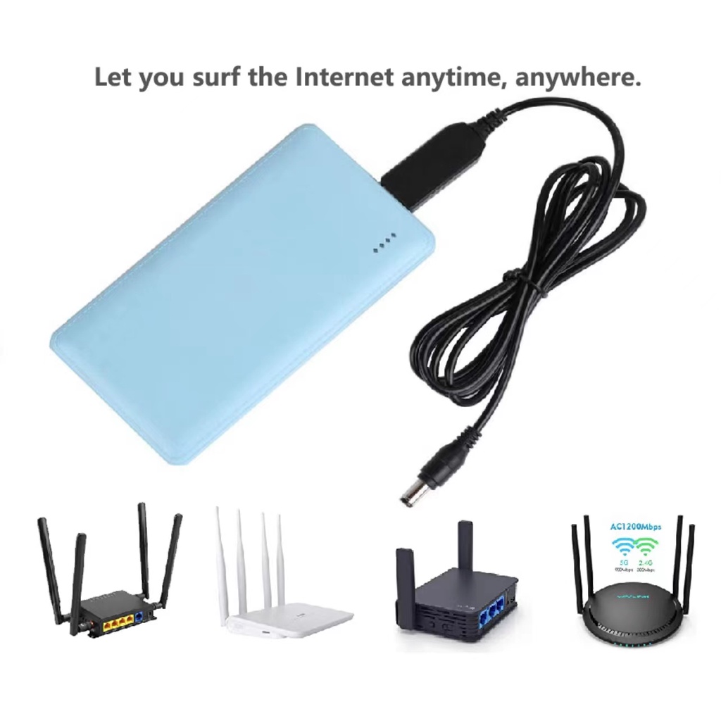 DC 5V to 12V USB Cable WiFi to Powerbank Connector Boost Converter Step ...