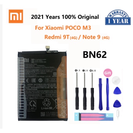 100% Original Xiao mi BN62 6000mAh Phone Battery For Xiaomi POCO M3 ...