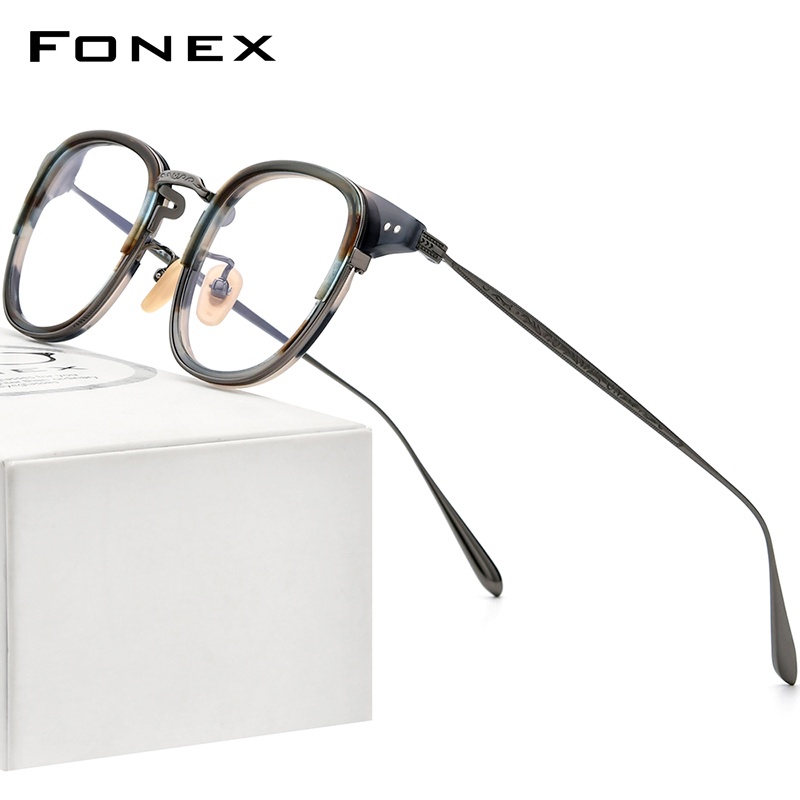 FONEX Acetate Titanium Glasses Frame Men 2022 Vintage Oversize Square ...