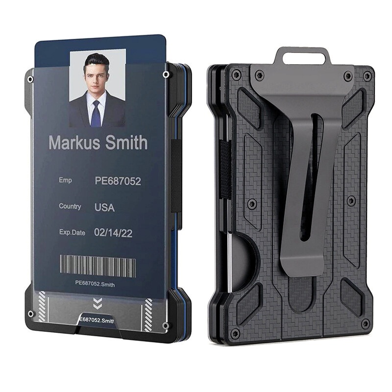 US Mechanical Style Minimalist Wallets for Men Aluminum Credit Card ...