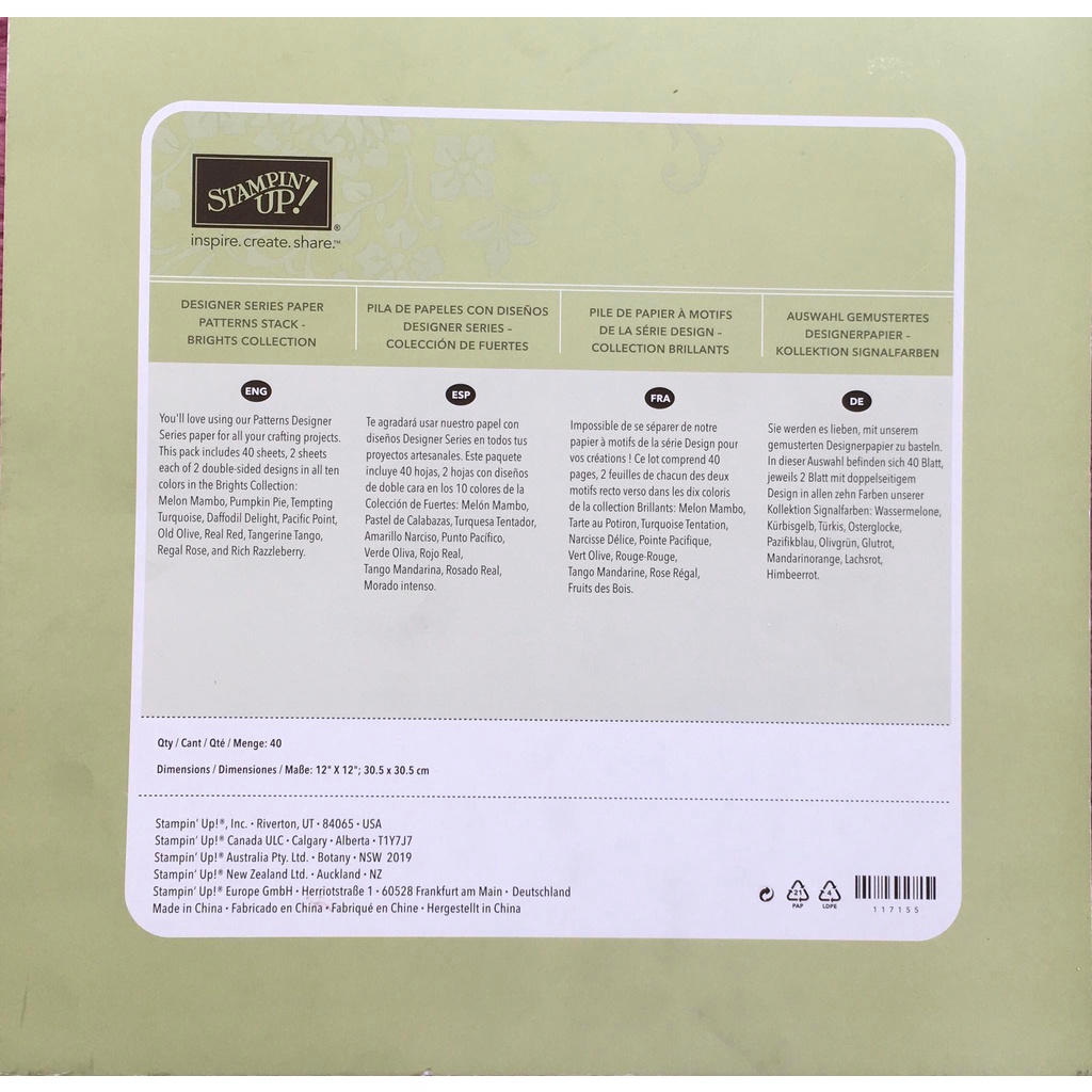 Stampin Up 12X12 Designer Series Paper Pattern Stack | Shopee Philippines