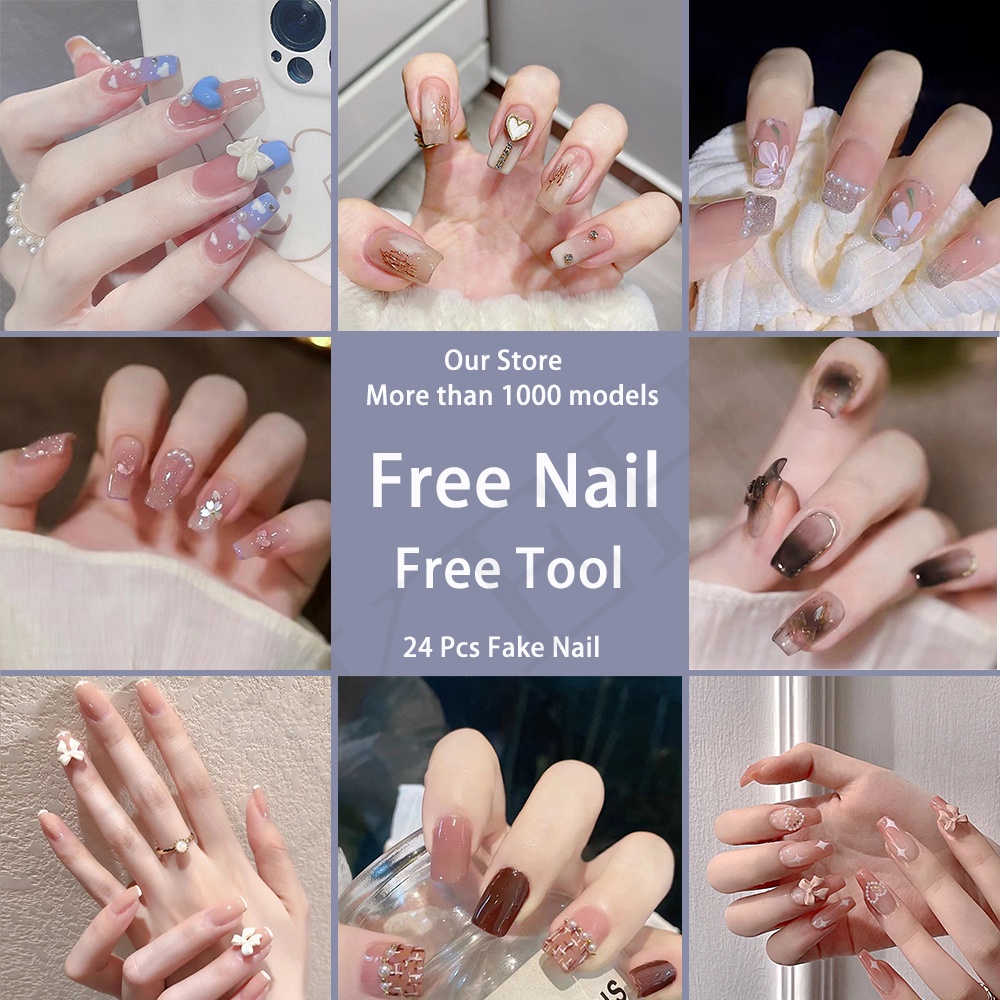 2022 Trend YUKEHUI 24 pcs Fake Nails Set With Glue Matte Nail Sticker ...
