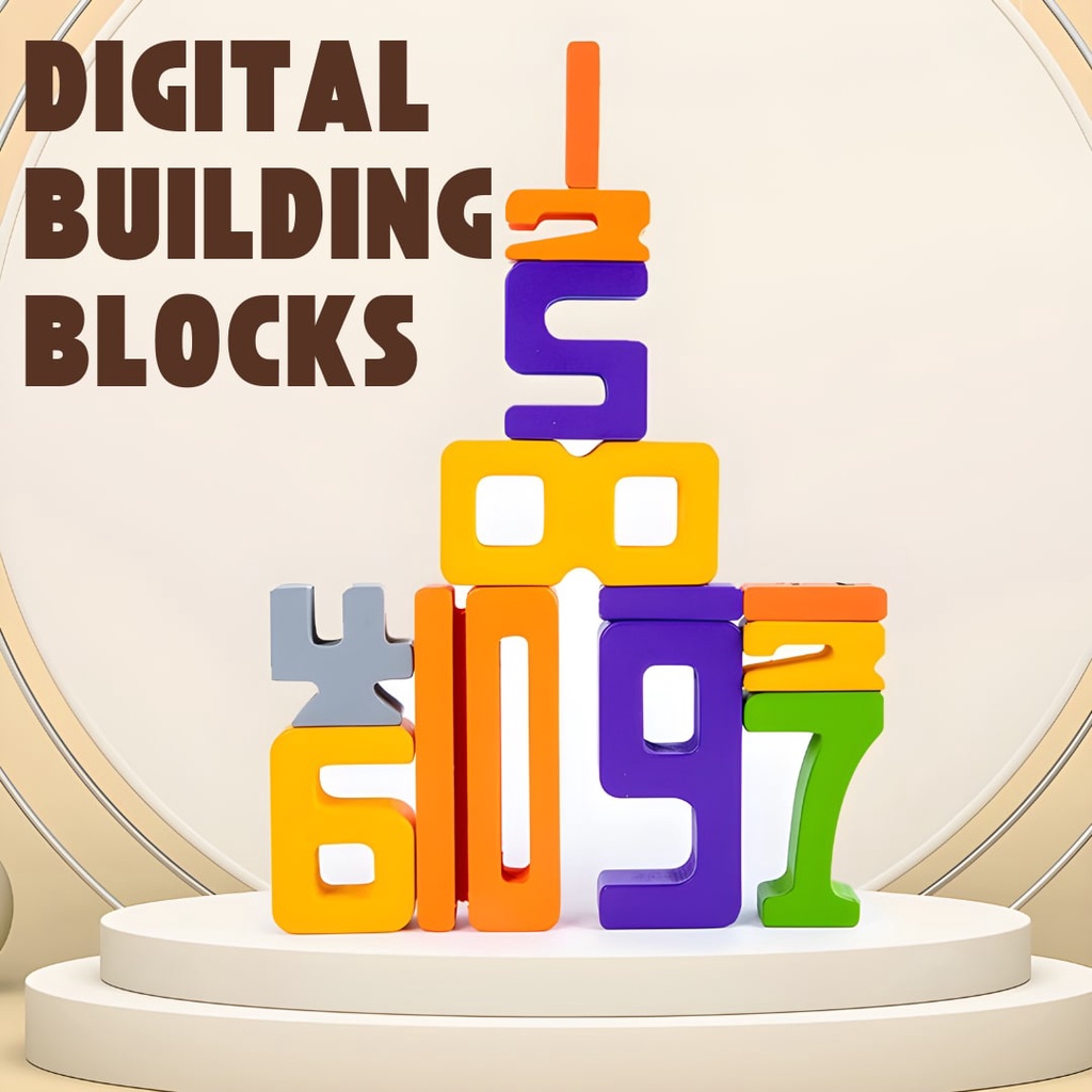 Wooden Digital Building Blocks Number Stackable Blocks Educational Toy for Kids by WISHLAND ...