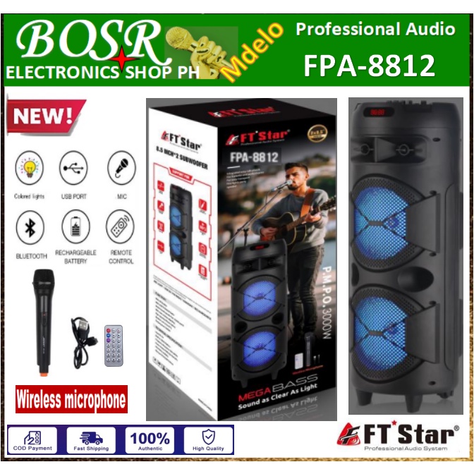 FT Star FPA-8812 8.5inch X2 Big Karaoke Trolley Party Bluetooth Tws ...
