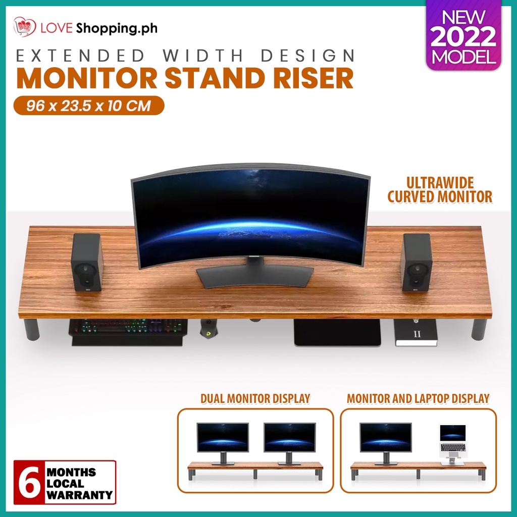 Universal Monitor Stand Riser Extended Width Monitor Riser Laptop Stand ...