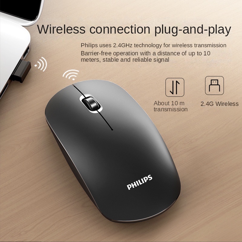 Philips 7315 Wireless 2.4 Mouse Rechargeable Desktop Laptop Computer ...
