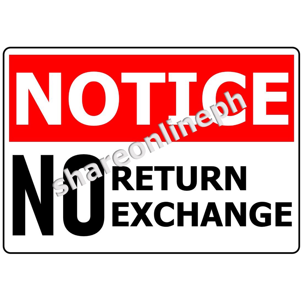 Laminated Signages | No Return No Exchange | Sticker Signage | Sign ...