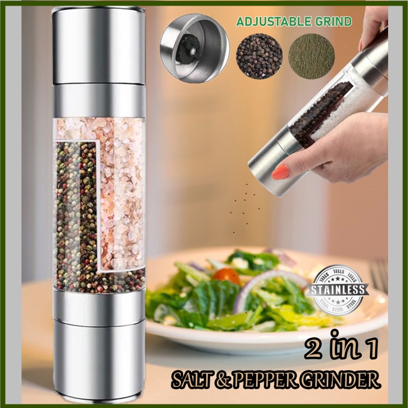 Manual Adjustable Stainless Steel 2 In 1 Salt And Pepper Grinder Spice ...