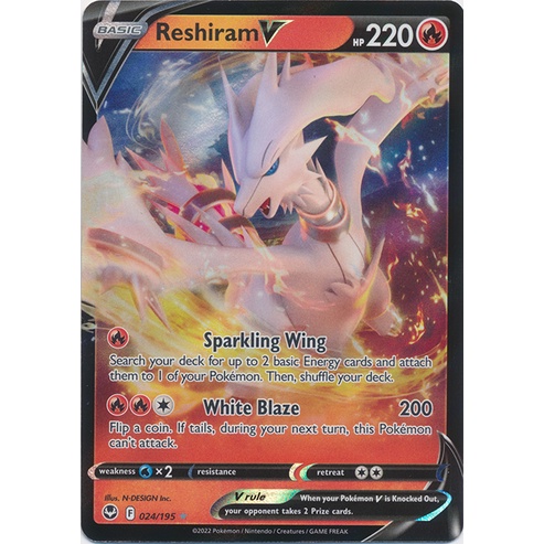 Reshiram V - 024/195 - Ultra Rare Sword & Shield: Silver Tempest ...