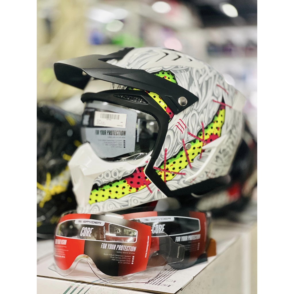 SPYDER NEO CORE Dual Sport Helmet + 2 Spare Visor (SHRED) | Shopee ...