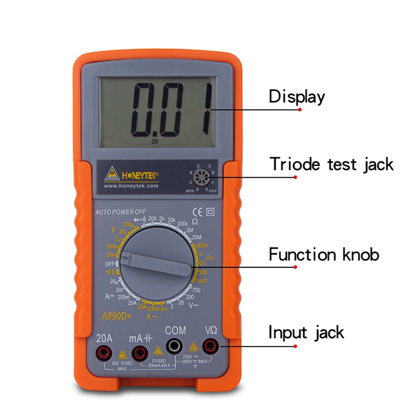 Smart Multimeter 1000V 20A 10A Digital Capacitance Multimeter Ohm Hz AC ...
