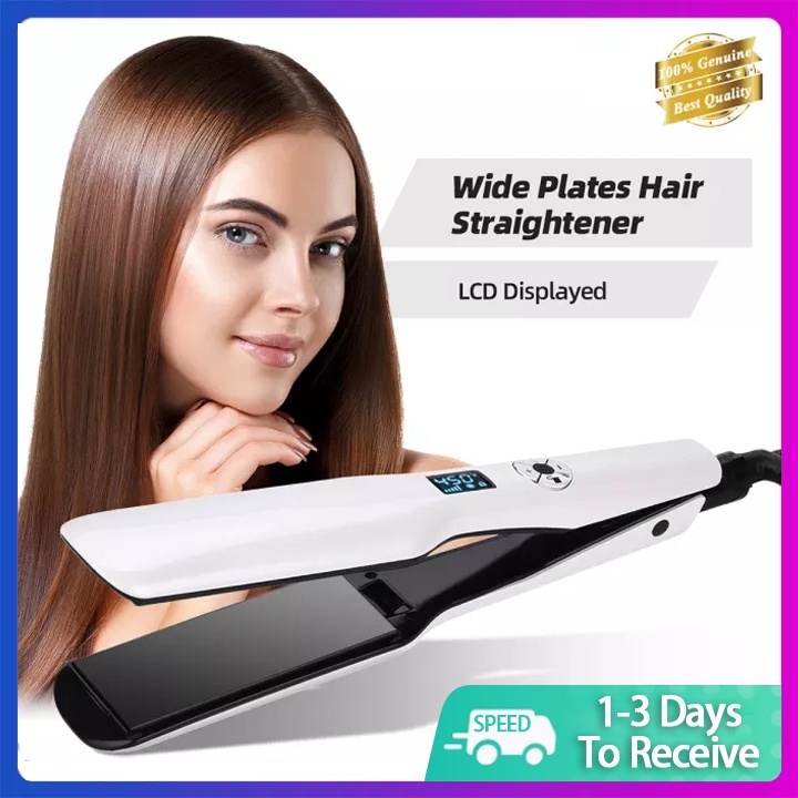 LCD Display Wide Plates Hair Straightener Professional PTC Fast Heating ...