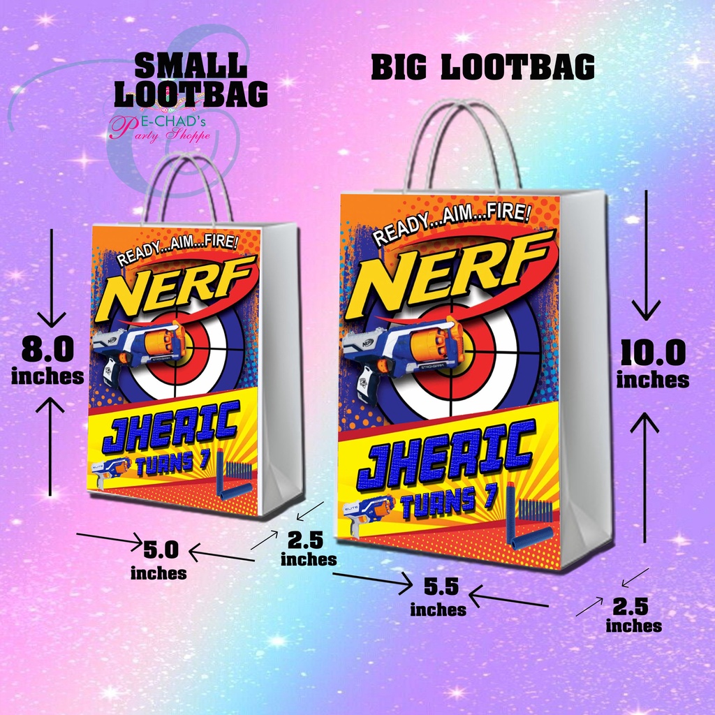 Nerf theme customize party bag / paper bag / lootbag (sold by 10s ...