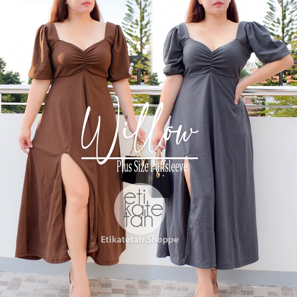 COD Plus Size up to 2XL Crepe Puff Sleeve Dress Dorothy & Willow | Shopee Philippines
