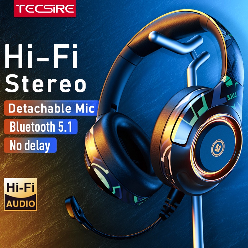 Tecsire Bluetooth Headphone Wireless Headset Over Ear HiFi Bass Stereo ...