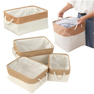 Canvas Storage Basket Fabric Storage Bins Foldable Clothes Toys Storage ...