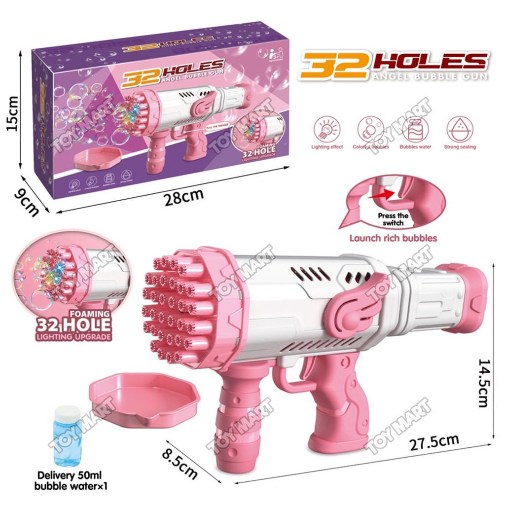 Angel Bubble Super Gun Outdoor Bubble Toy for Kids Bazooka Light Bubble ...