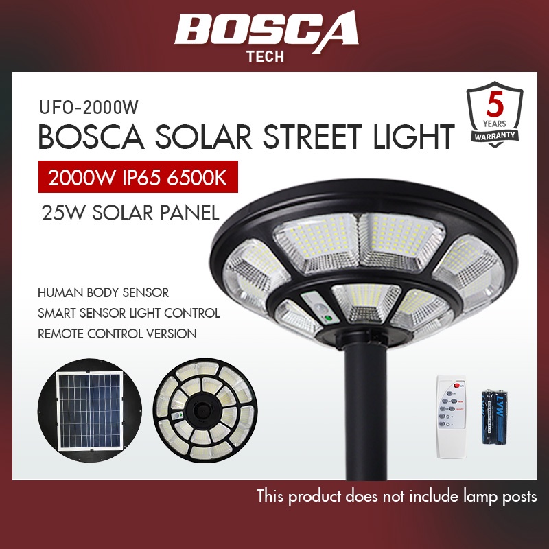 BOSCA Solar Street light UFO 2000W 5 year warranty Outdoor Solar light ...