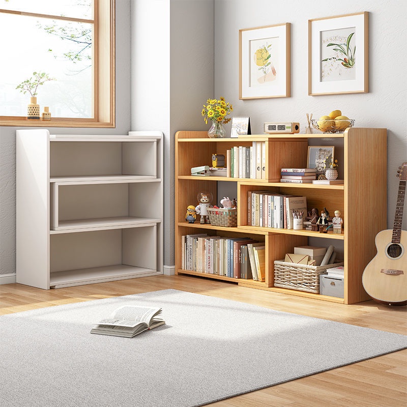 Simple Bookshelf Retractable Bookcase Shelf Small Storage Cabinet Lattice Floor Display Rack