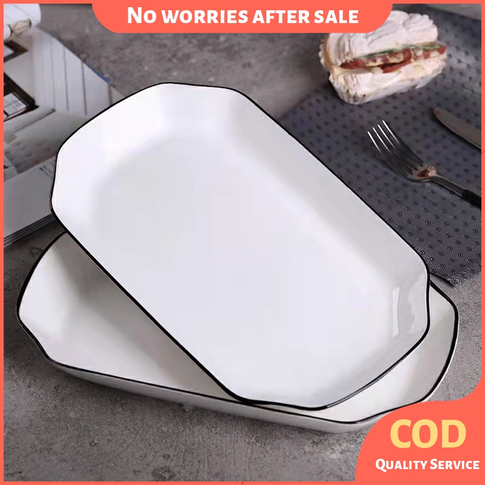 8 "10" 12 "Long Dinner Plate Ceramic Plate Fish Plate | Shopee Philippines