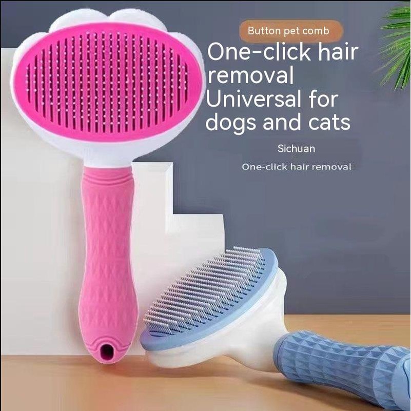 Self-cleaning dog brush pet comb dog cat shedding pad tangled hair ...