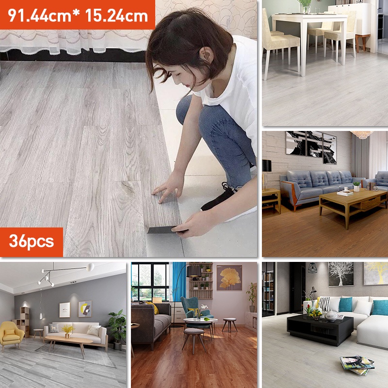 36pcs 2mm thick vinyl tiles 15X91cm self-adhesive floor sticker floor ...