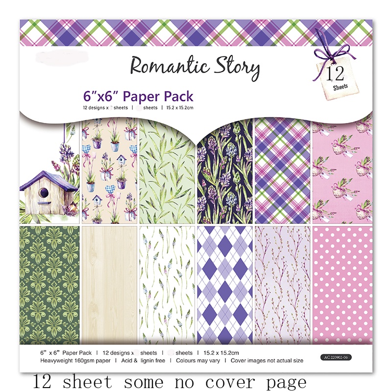 Paper Pack 6"x6" Romantic story 12 sheet Art Background Paper Card Making DIY Scrapbook Paper ...