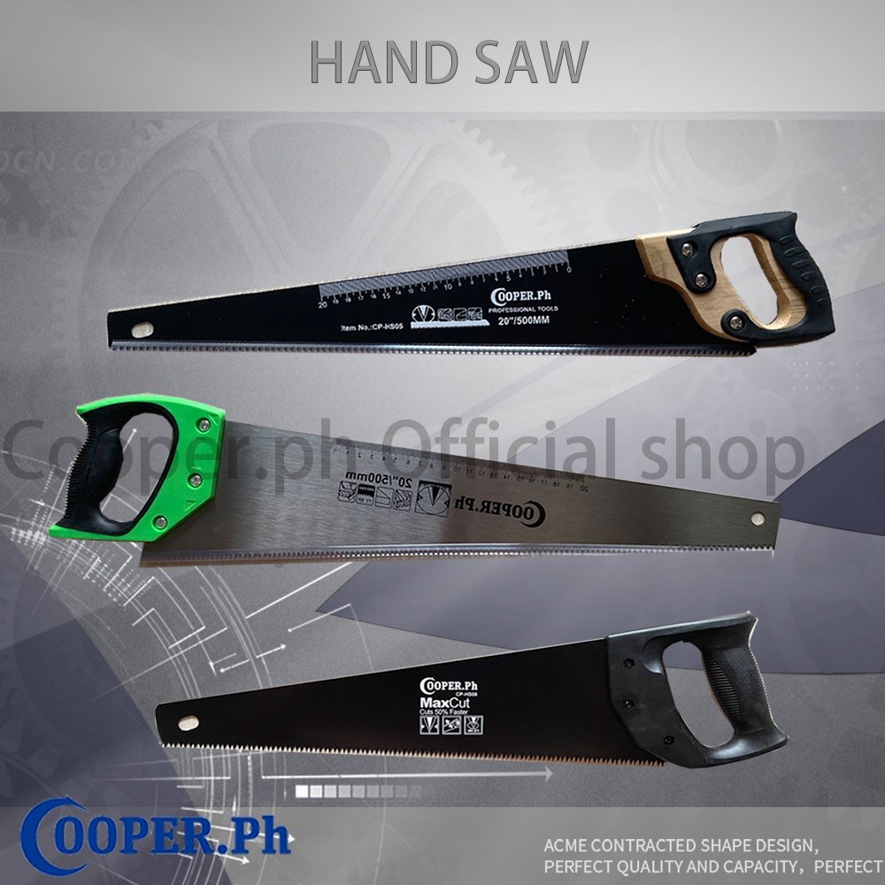 COOPER.PH Hand Saw Crosscut Handsaw 18" / 20" / 22" BLACK COLOR WITH ...