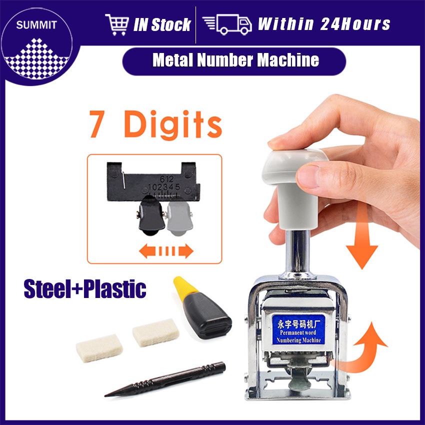 Automatic Numbering Machine 7 Digits Metal Roller Self inking Stamp ...