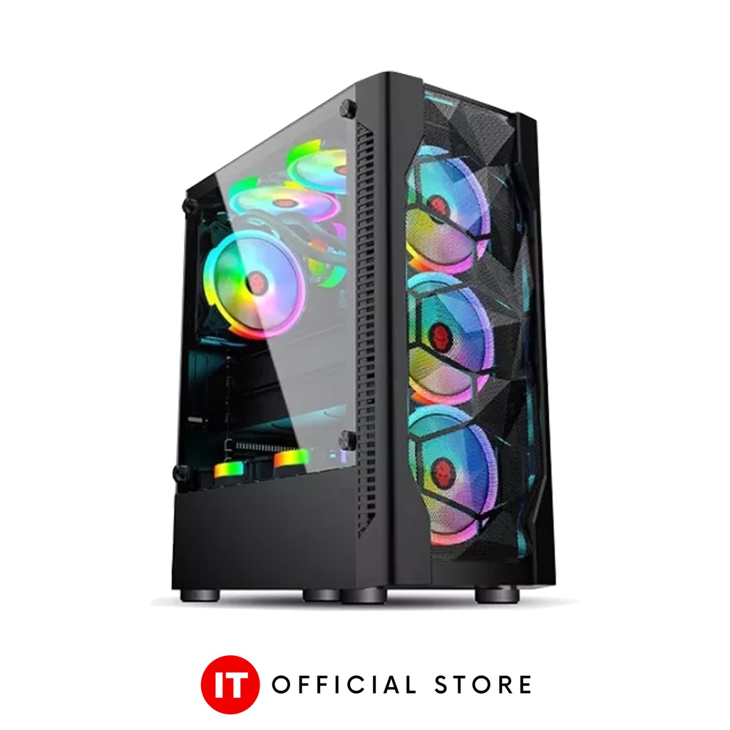 INPLAY Meteor 03 - Atx Tempered Glass Pc Case Polygonal Mesh Front ...