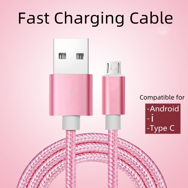 (COD)Power Cable Android Micro USB Type C Nylon Braid Fast Charging ...