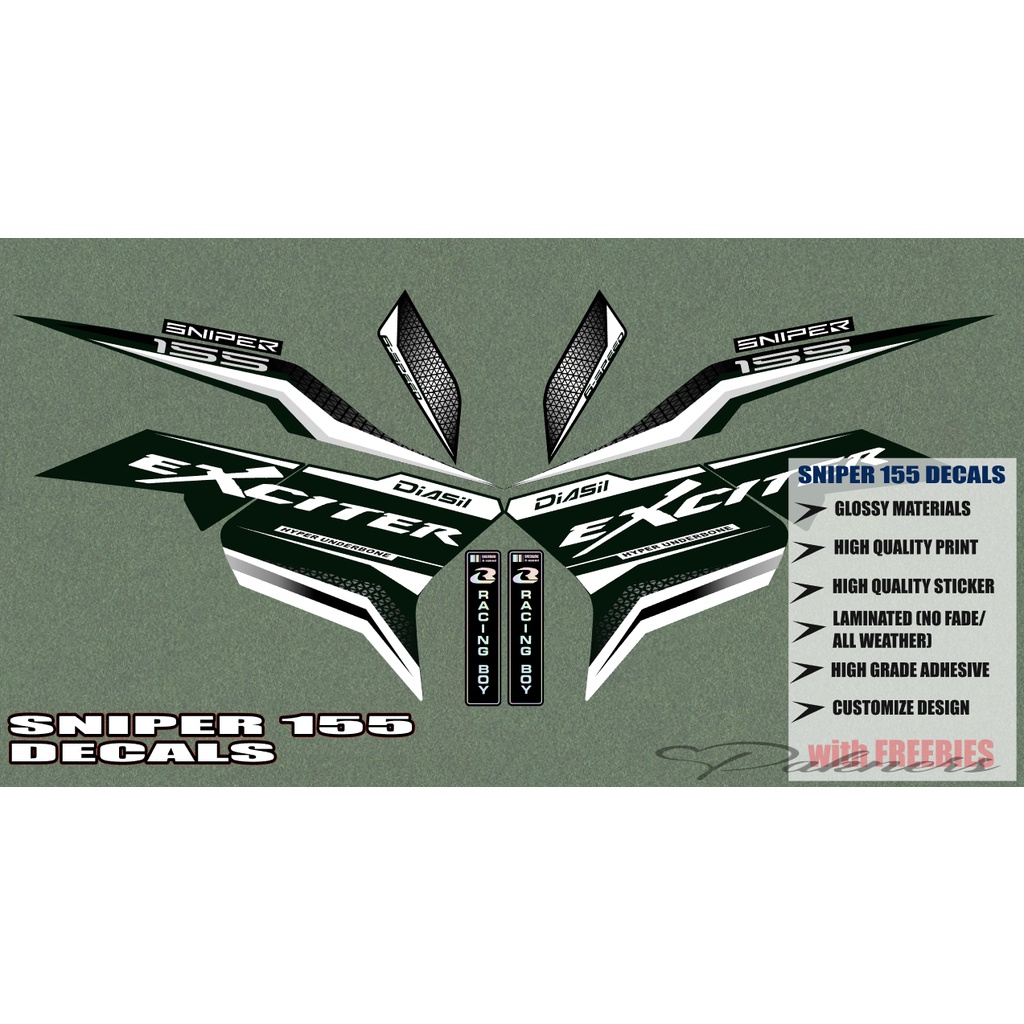 Sniper/Exciter 155 YAMAHA Decals Laminated GLOSSY MATERIALS high grade ...