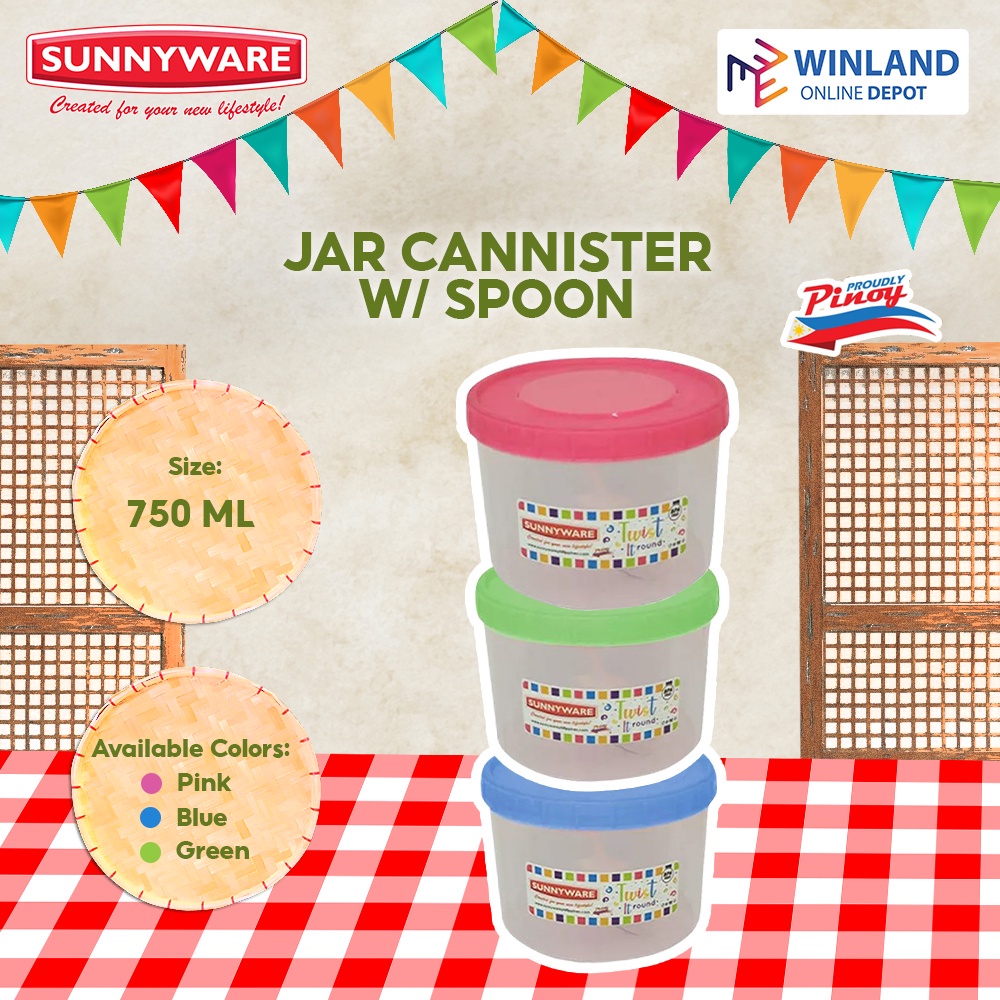 SUNNYWARE by Winland 750ml/0.75Liters Stackable Kitchen Jar Canister ...