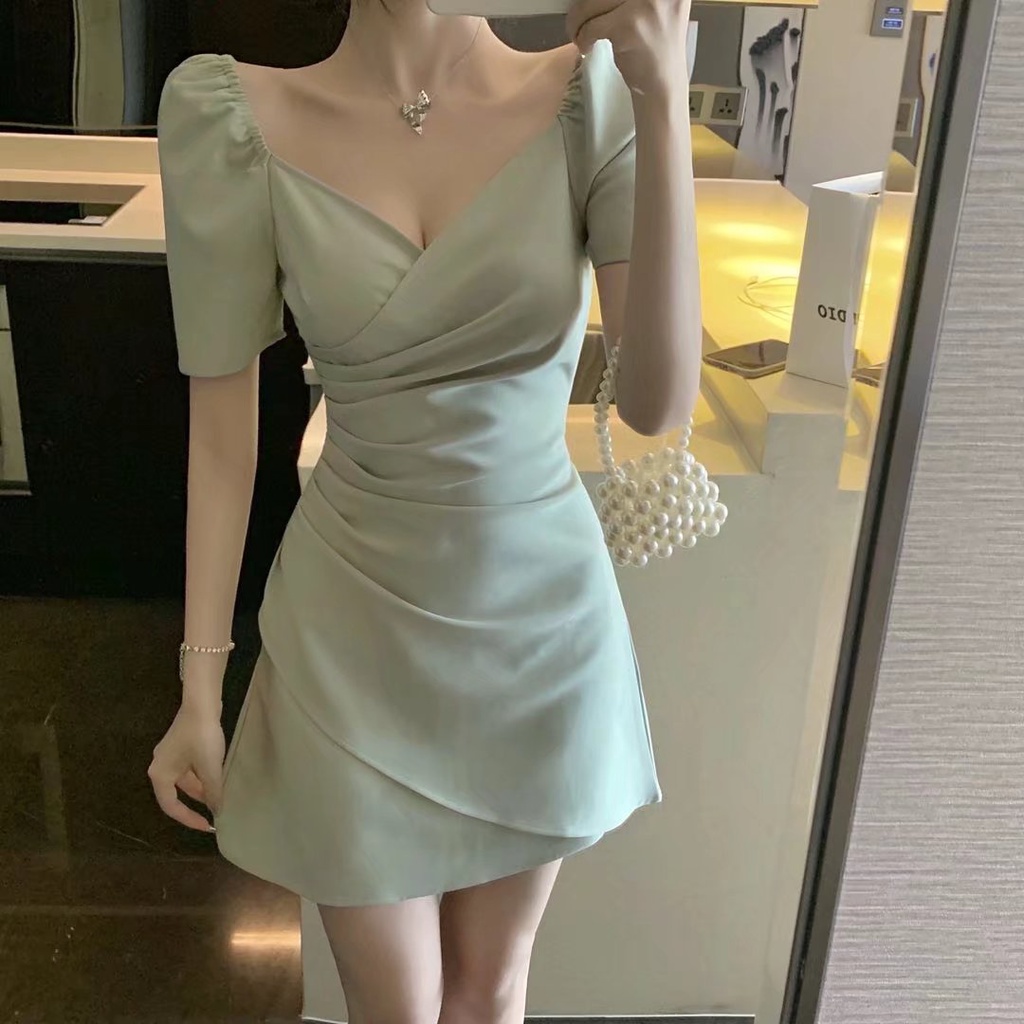 summer dress Korean Sexy casual retro nude dress for women graduation ... summer dress Korean Sexy casual retro nude dress for women graduation ...
