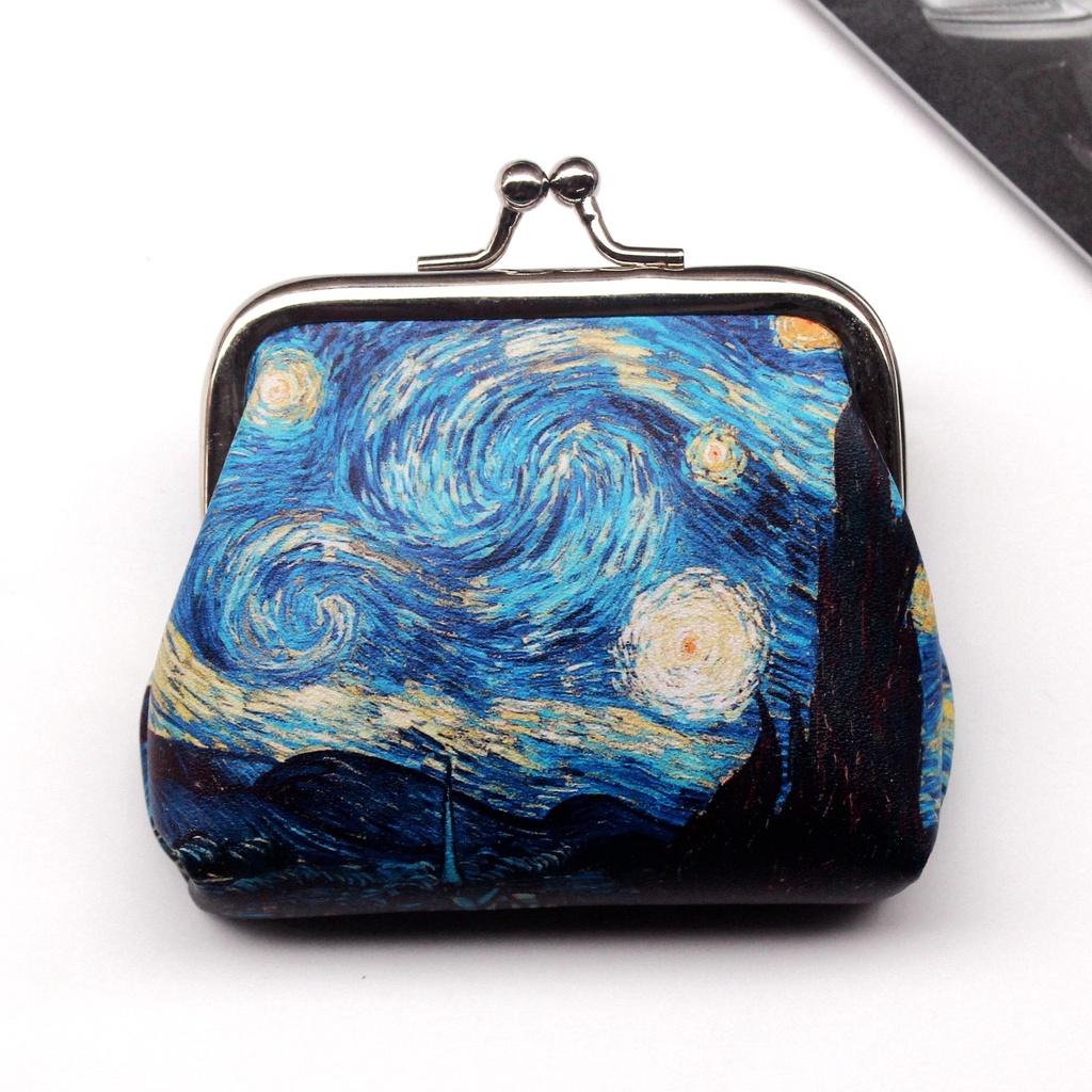 Vintage Style Women Printing Coin Purse PU Leather Mini Money Bag Zero ...