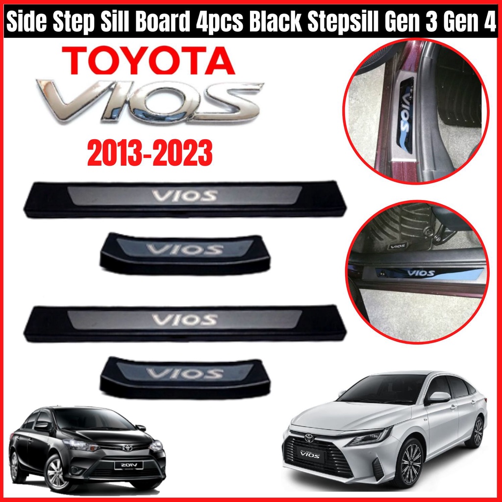 Toyota Vios Side Step Sill Board 4pcs Black Stepsill for Vios 2013-2022 ...