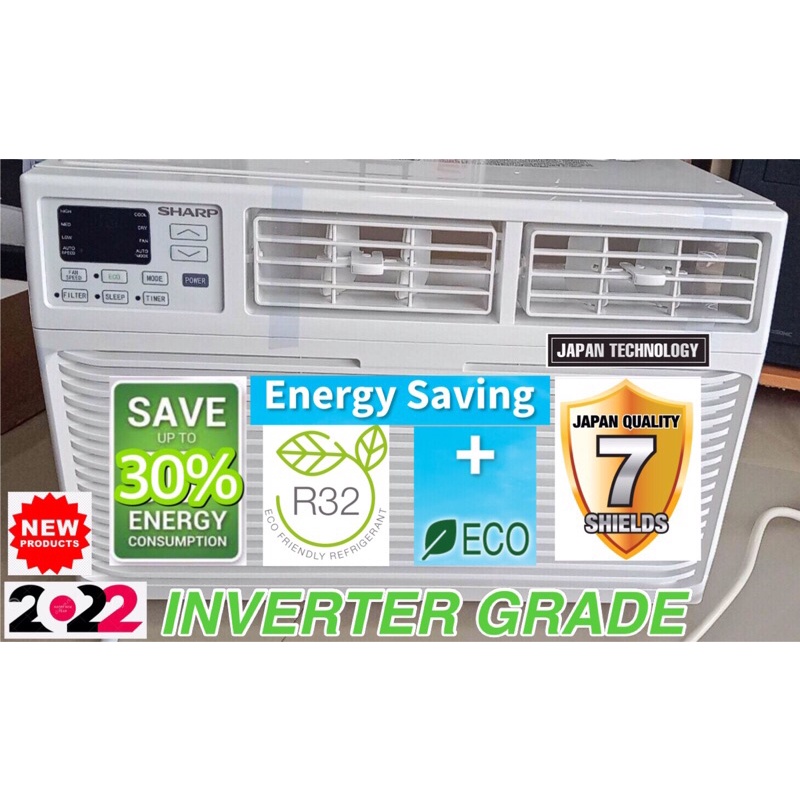 Sharp window type aircon 1.0hp inverter refrigerantR32 remote | Shopee ...