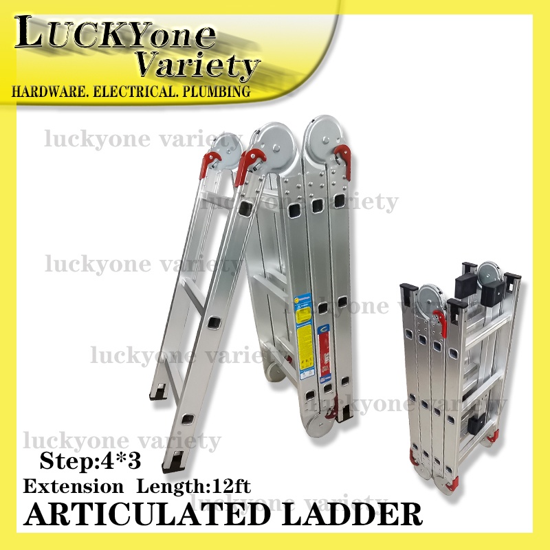 GOLDEN DRAGON ALUMINUM ARTICULATED LADDER 12 STEP (4X3) | Shopee ...
