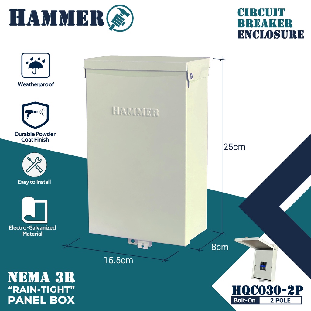 NEMA 3R RAIN-TIGHT PANEL BOX Electrical Enclosure for Bolt-on 2-Pole ...