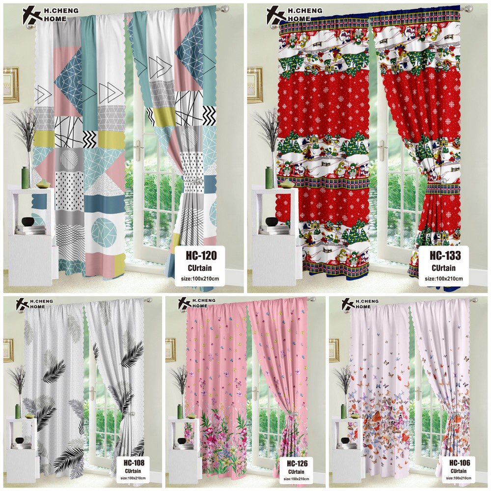 (100*210CM) Window Curtain Door Curtain Christmas 2023 New Design ...