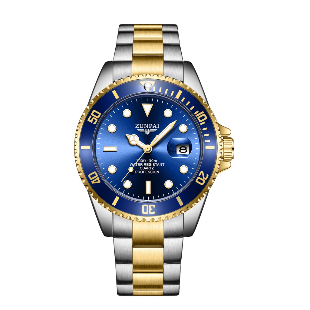 ZUNPAI Watch for Men Waterproof Original Stainless Steel Silver/Gold ...