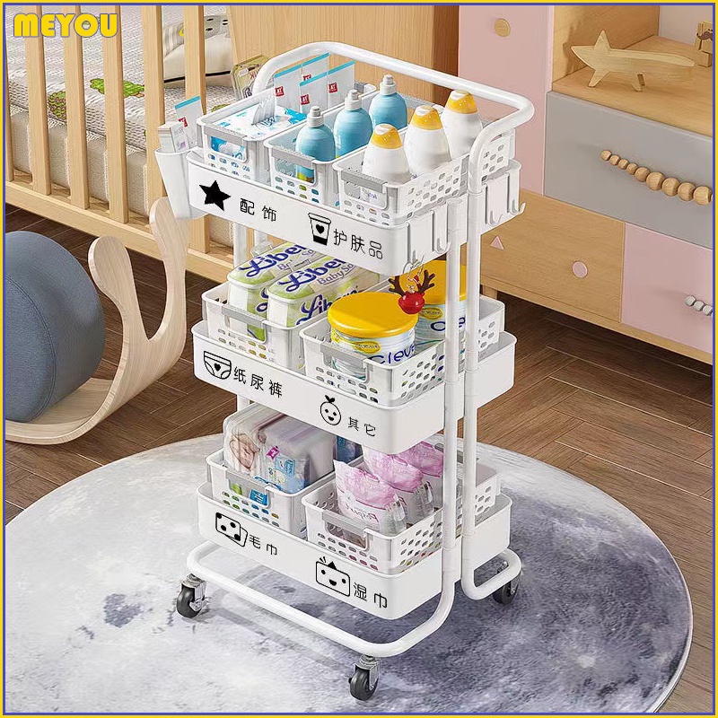 Trolley Cart Shelf Toys Organizer Trolley Storage Rack For Kids Storage ...