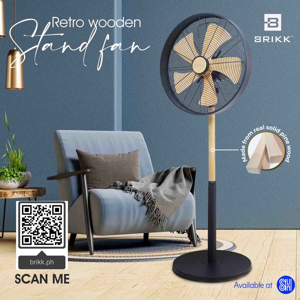 BRIKK 16-inch Retro Wooden Stand Fan | Shopee Philippines