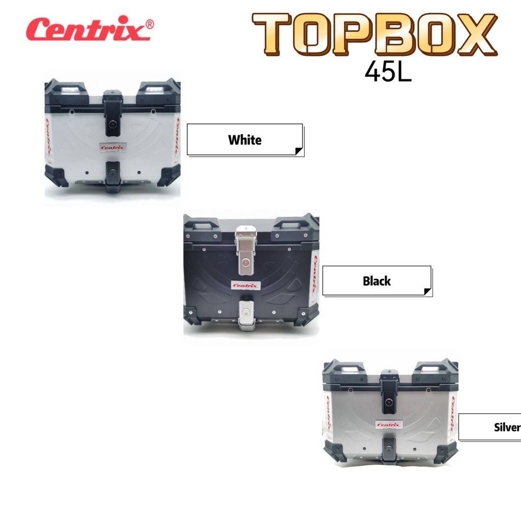 Motorcycle Alloy Top Box 45Liters w/base plate and backrest | Shopee ...